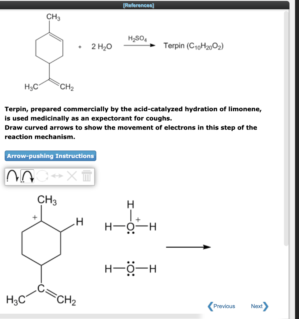 Solved +2H2O H2SO4Terpin(C10H20O2) Terpin, prepared | Chegg.com