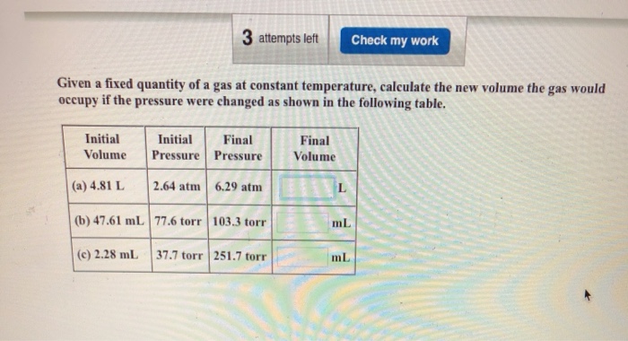Solved 3 attempts left Check my work Given a fixed quantity | Chegg.com