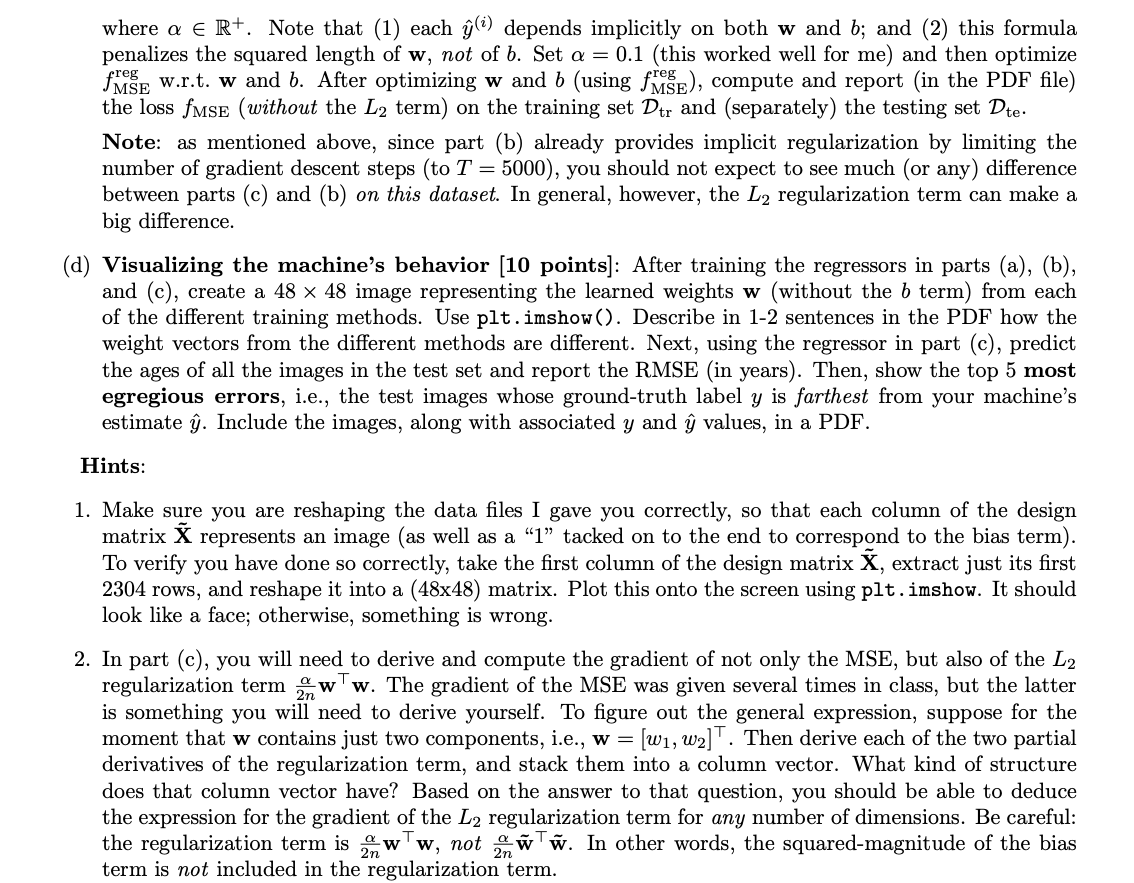 Solved Linear regression for age estimation: Train an age | Chegg.com