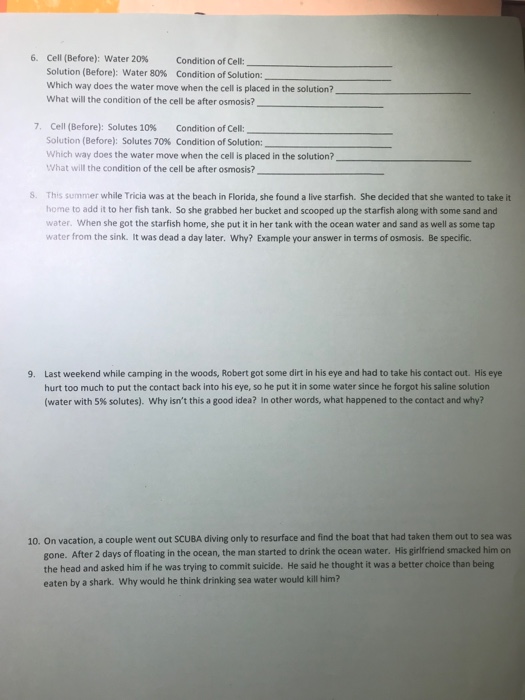 Solved Osmosis Practice Problems Name: 1. which is | Chegg.com