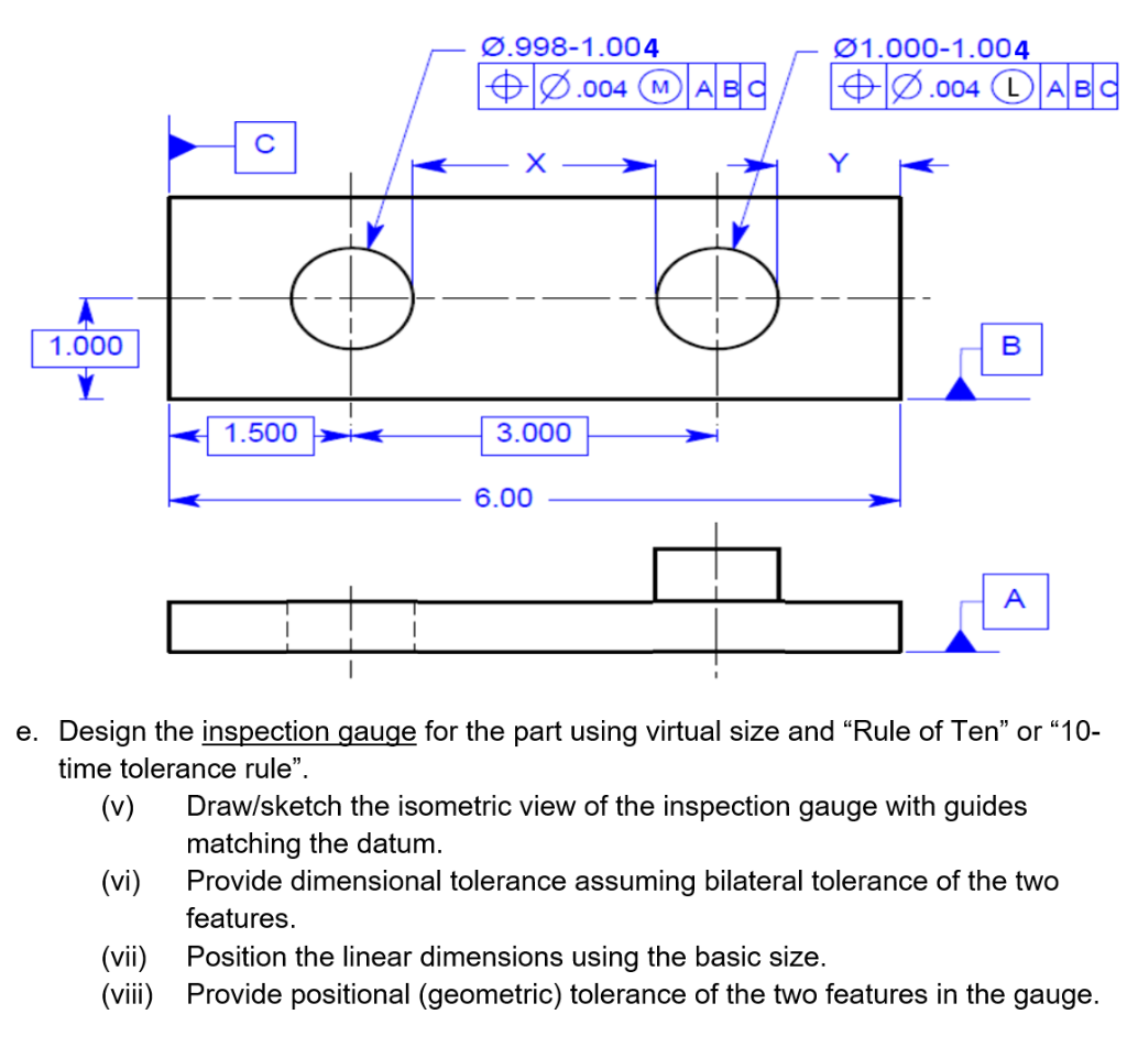 e. Design the inspection gauge for the part using | Chegg.com