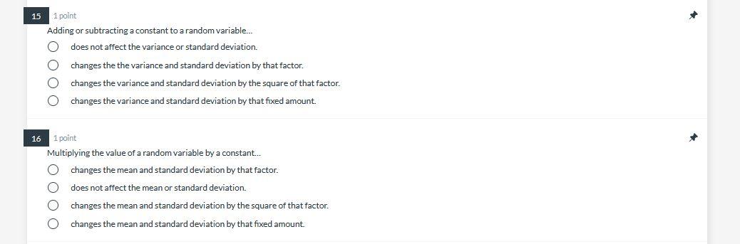 Solved 15 1 point Adding or subtracting a constant to a | Chegg.com