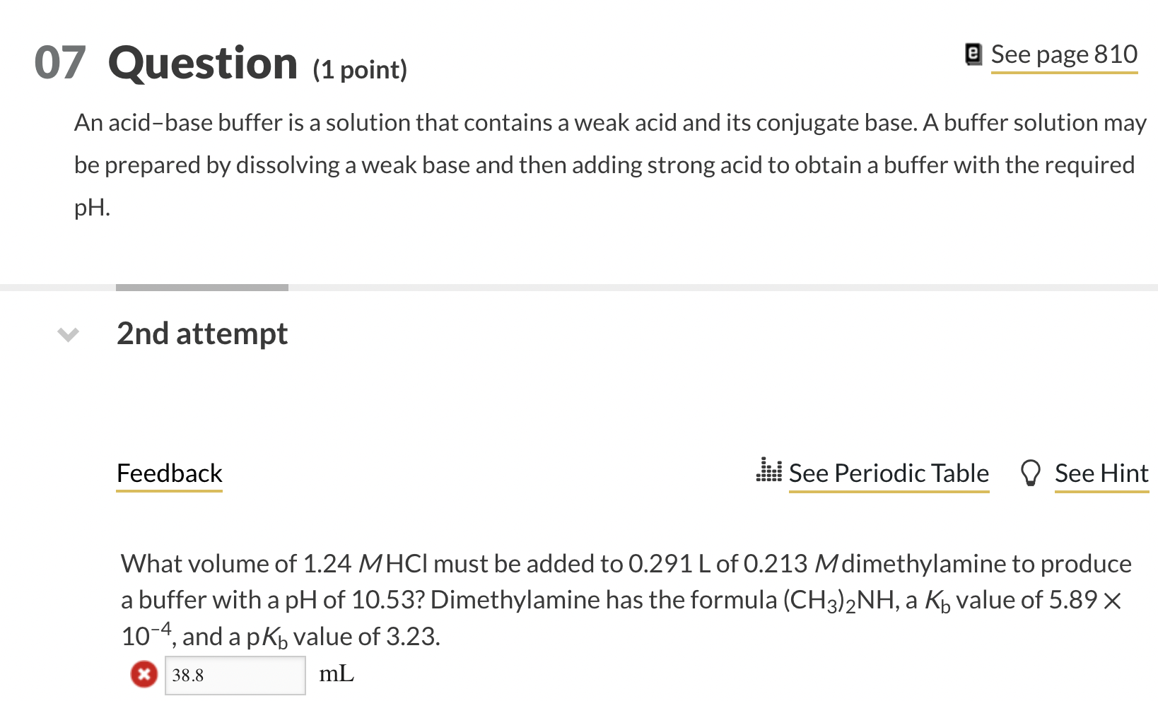 An acid-base buffer is a solution that contains a | Chegg.com