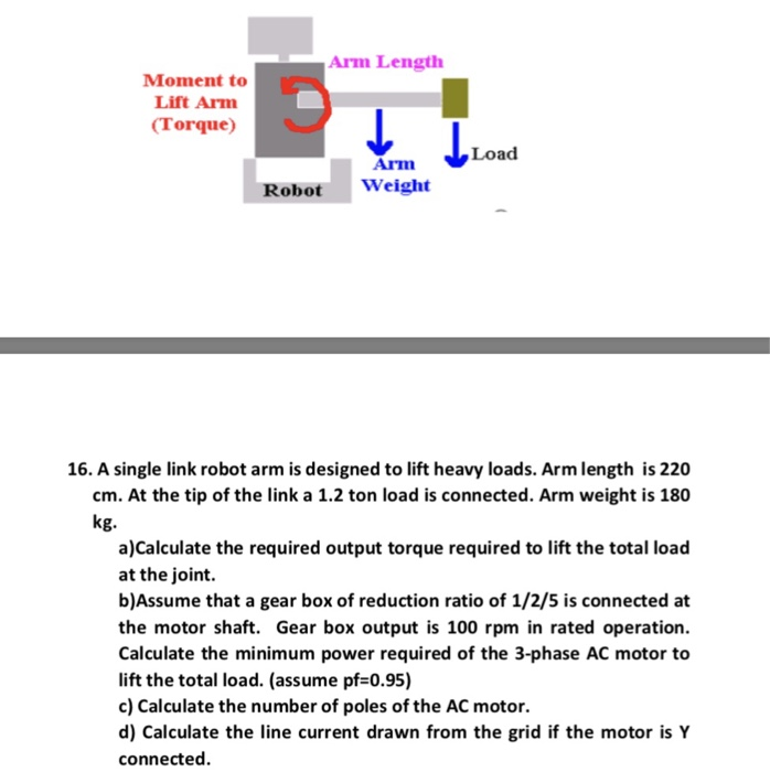 Solved Arm Length Moment to Lift Arm (Torque) Load Arm | Chegg.com