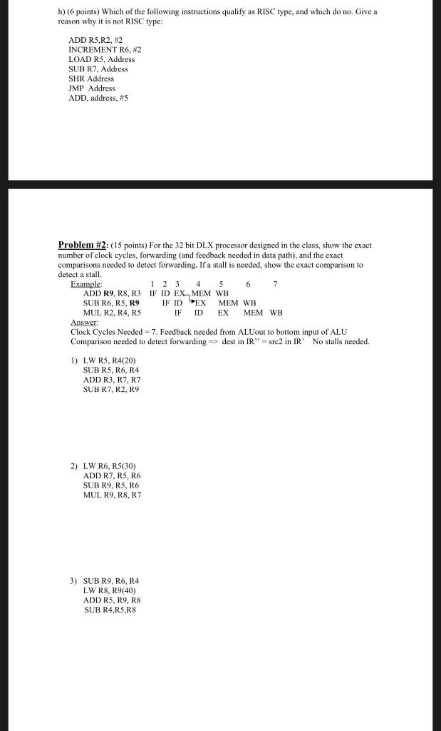 h) (6 points) Which of the following instructions | Chegg.com