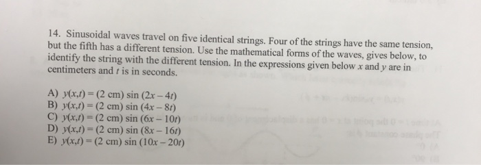 Solved 14. Sinusoidal waves travel on five identical | Chegg.com