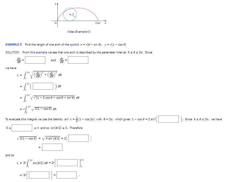 Solved Video Example EXAMPLE 5 Find the length of one arch | Chegg.com