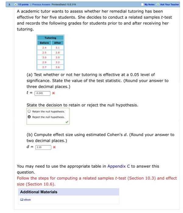 Solved 1/3 points I Previous Answers A academic tutor wants | Chegg.com