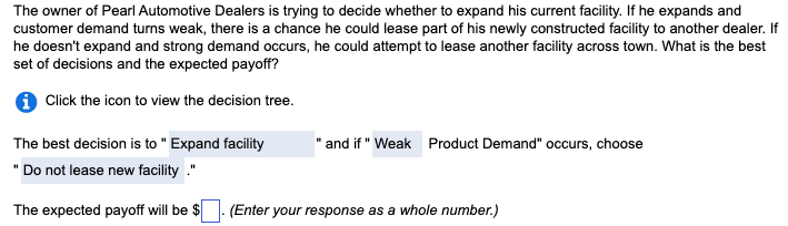 Solved The owner of Pearl Automotive Dealers is trying to | Chegg.com