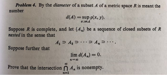 Solved 66 METRIC SPACES CHAP. 2 Problem sequence (An) of | Chegg.com