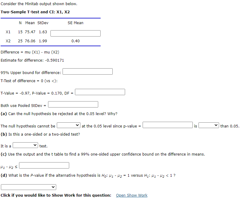 Solved For part a please use only the P-Value as a | Chegg.com