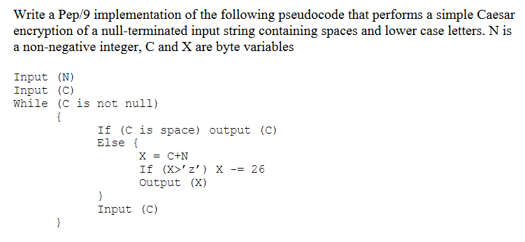 Solved Write a Pep/9 implementation of the following | Chegg.com