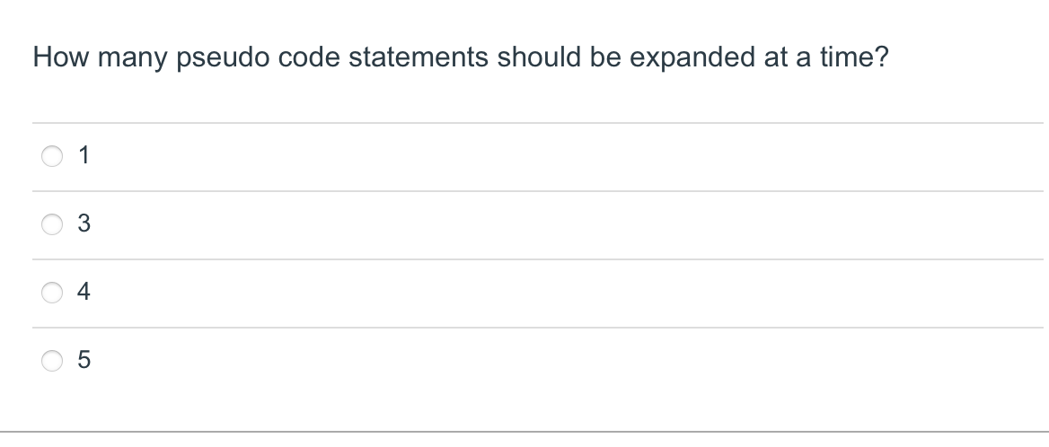 Solved How many pseudo code statements should be expanded at | Chegg.com