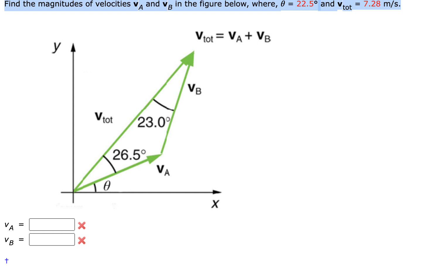 Solved Find the magnitudes of velocities vA and vB in the | Chegg.com