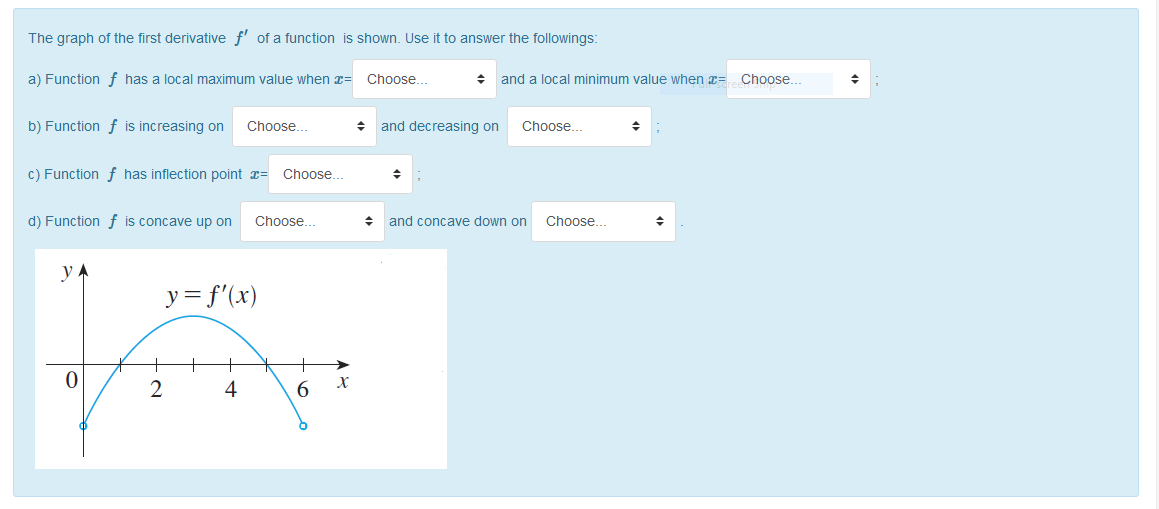 Solved The graph of the first derivative f' of a function is | Chegg.com