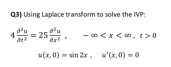 Solved Q3) Using Laplace transform to solve the IVP: 40*4= | Chegg.com