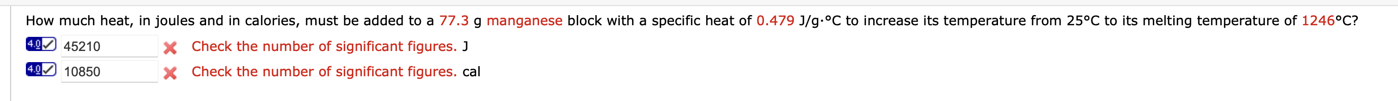 Solved × Check the number of significant figures. J × Check | Chegg.com