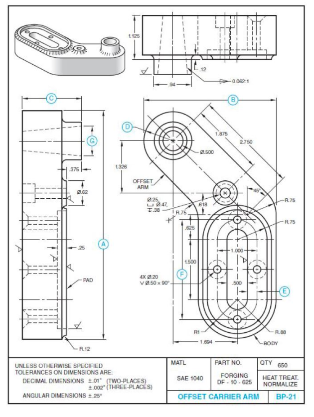 Create a solid model with orthographic and section | Chegg.com