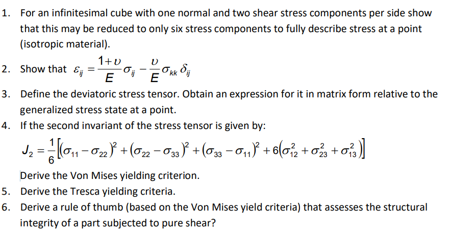 1. For an infinitesimal cube with one normal and two | Chegg.com