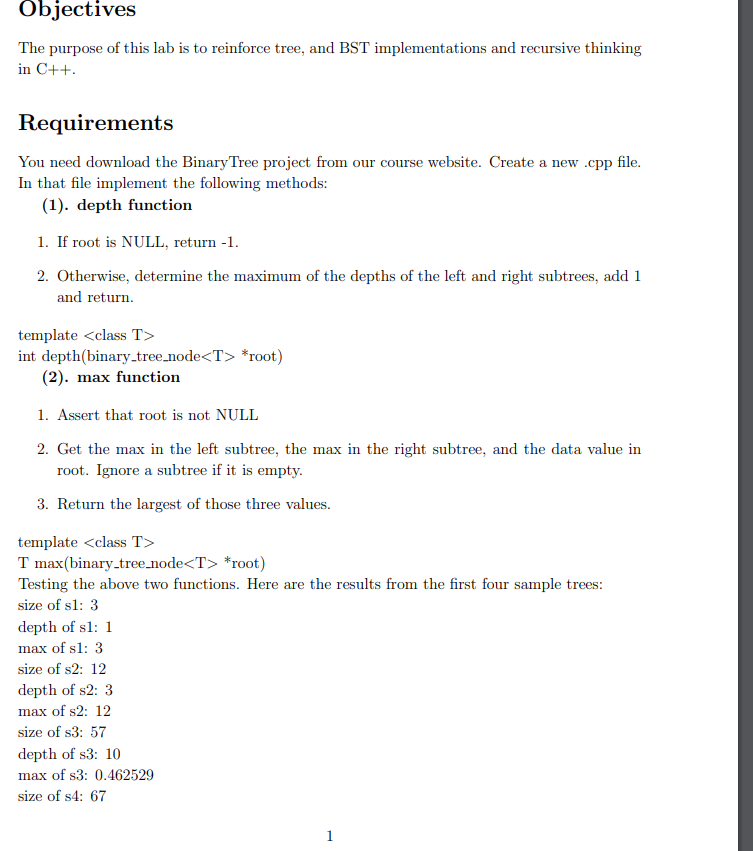 Solved The purpose of this lab is to reinforce tree, and | Chegg.com