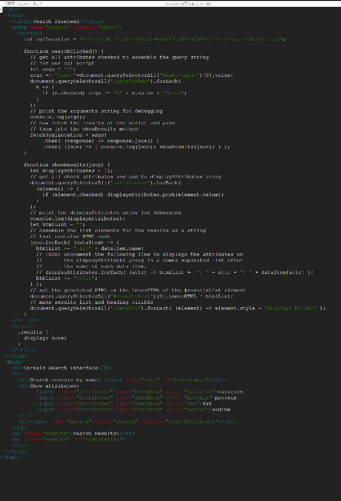 Solved Update CGI Program Next, we'll implement sending the | Chegg.com