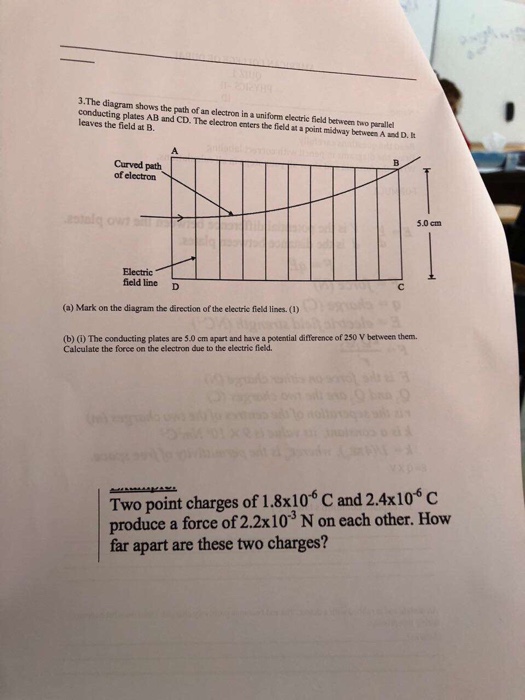 Solved 3.The diagram shows the path of an electron in a | Chegg.com