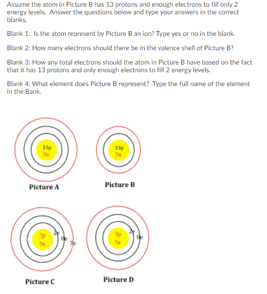 Solved Assume the atom in Picture B has 13 protons and | Chegg.com