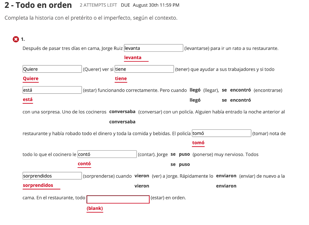 Completa la historia con el pretérito o el | Chegg.com