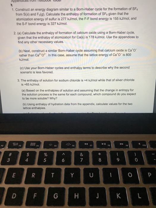 Solved Appendices roebbo Toidel 1. Construct an energy | Chegg.com