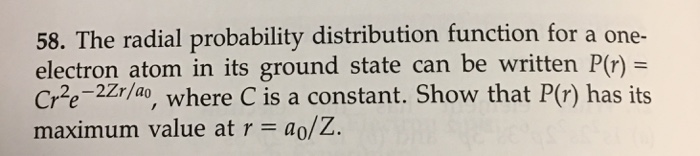 Solved 58. The radial probability distribution function for | Chegg.com