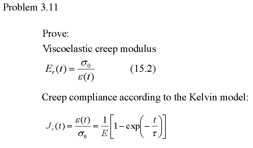 Solved Prove: Viscoelastic creep modulus Er(t)=ε(t)σ0 Creep | Chegg.com