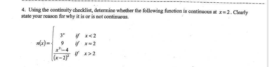 Solved 4 Using The Continuity Checklist Determine Whether