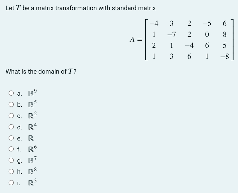 Solved Let T be a matrix transformation with standard matrix | Chegg.com