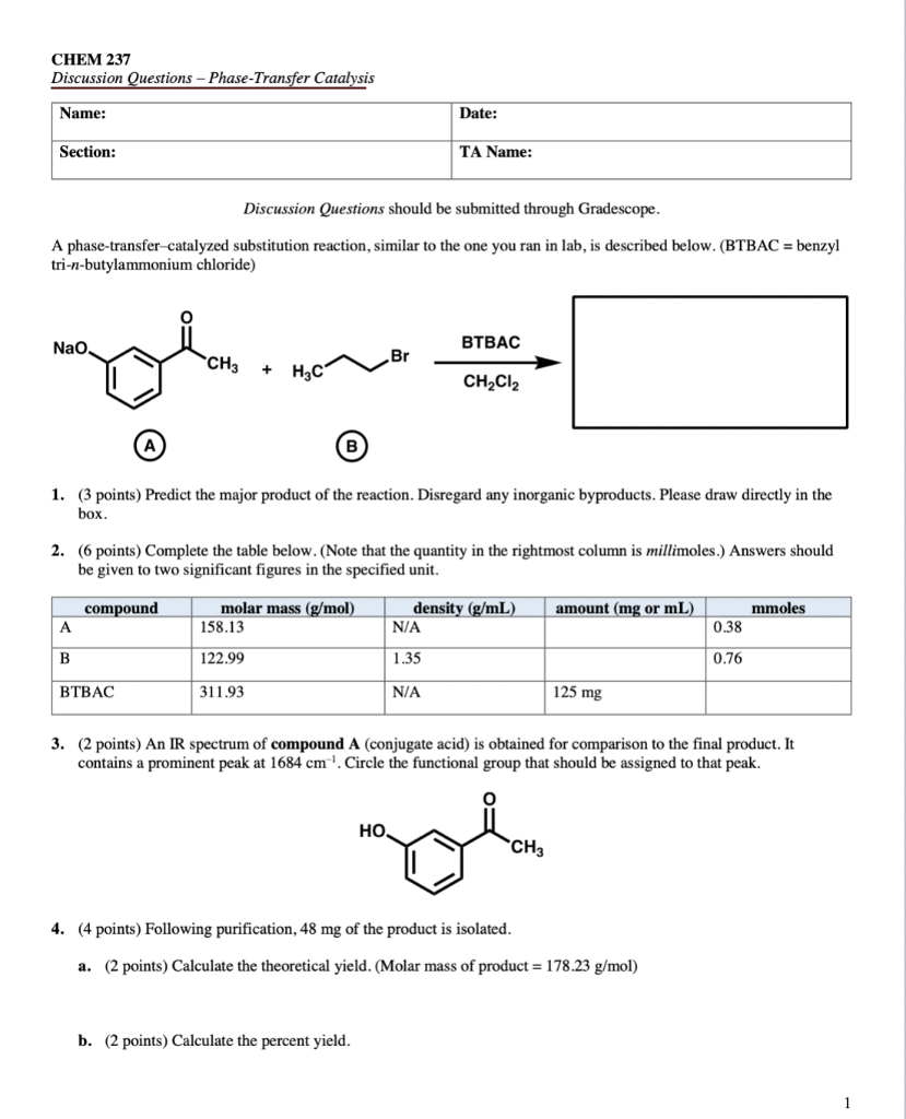 Solved CHEM 237 Discussion Questions - Phase-Transfer | Chegg.com