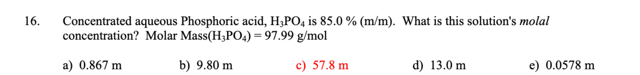 Solved 6. Concentrated aqueous Phosphoric acid, H3PO4 is | Chegg.com