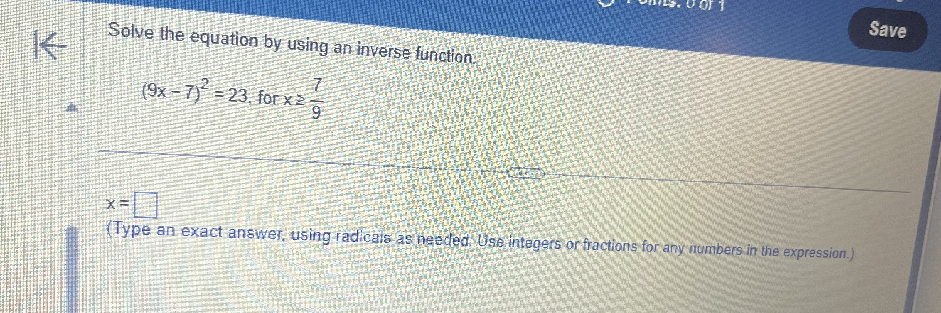 Solved Solve the equation by using an inverse function. | Chegg.com