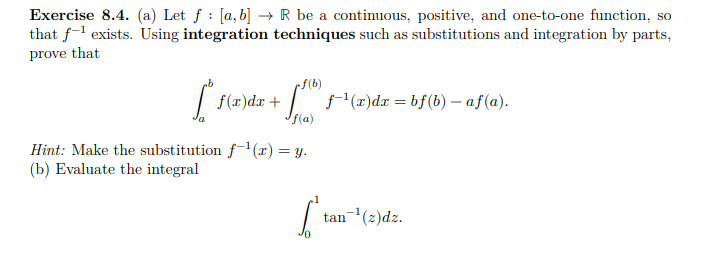 Solved Exercise 8.4. (a) Let f:[a,b]→R be a continuous, | Chegg.com