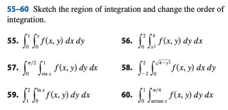 Solved 55-60 Sketch the region of integration and change the | Chegg.com