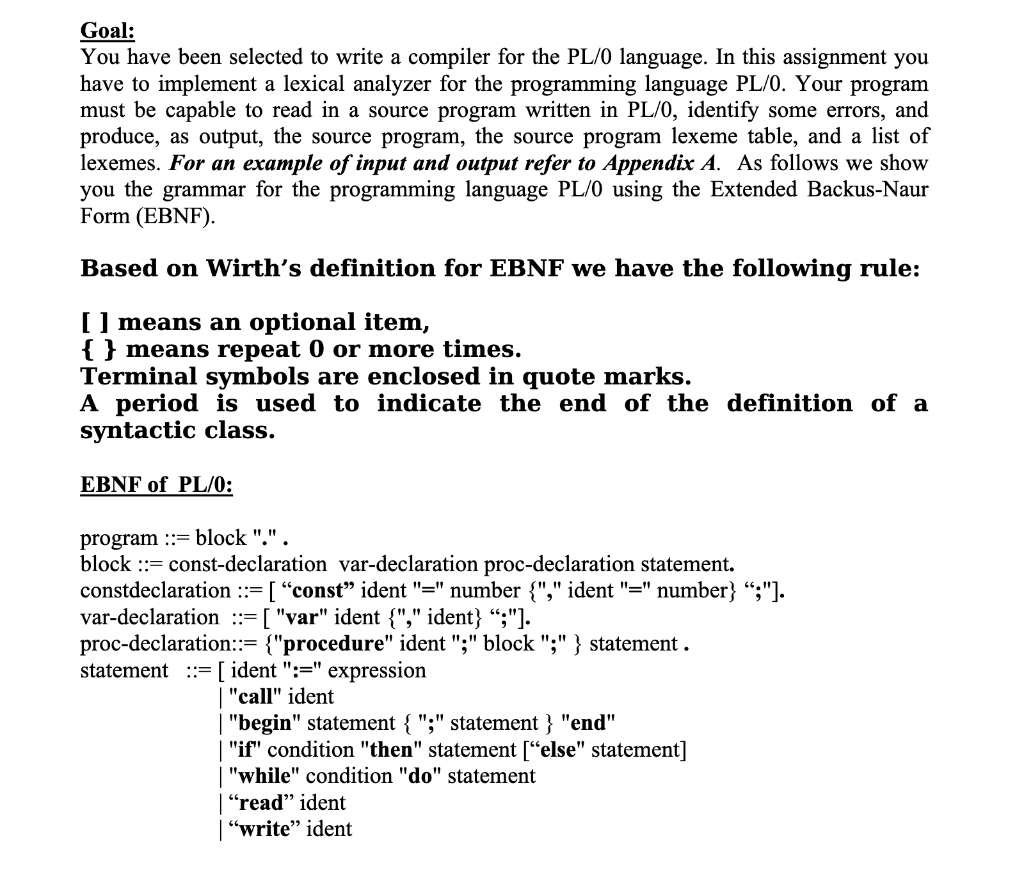 Goal: You have been selected to write a compiler for | Chegg.com