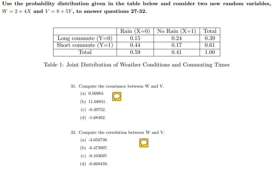 Solved Use the probability distribution given in the table | Chegg.com