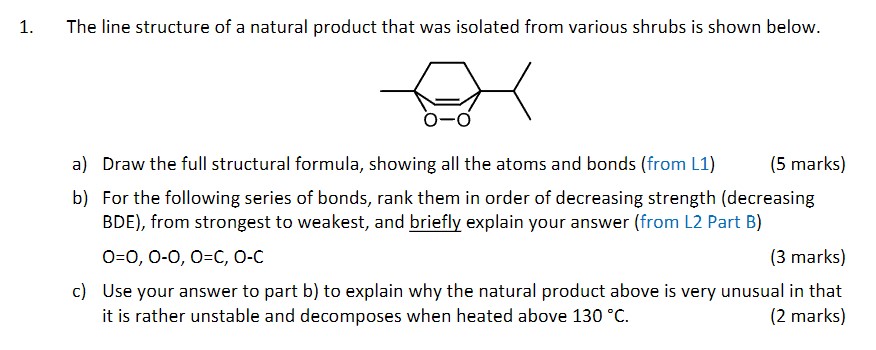 Solved The line structure of a natural product that was | Chegg.com