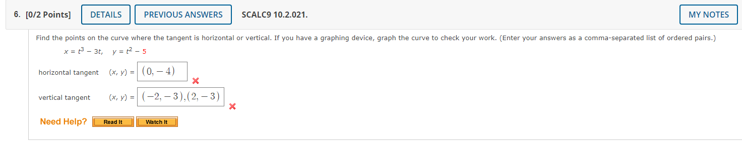 Solved 6. [0/2 Points] DETAILS PREVIOUS ANSWERS SCALC9 | Chegg.com