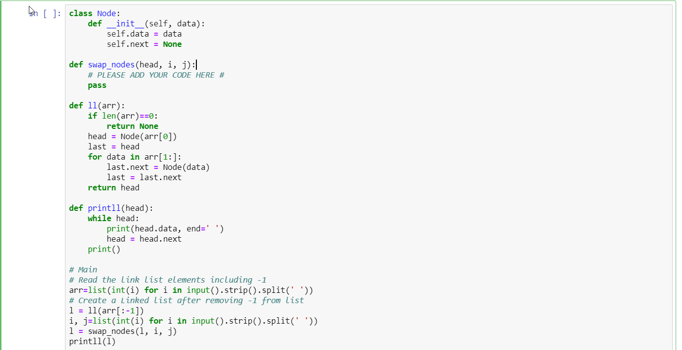 Solved Swap two Node of LL Given a linked list, i & j, swap | Chegg.com