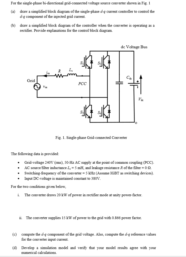 For the single-phase bi-directional grid-connected | Chegg.com