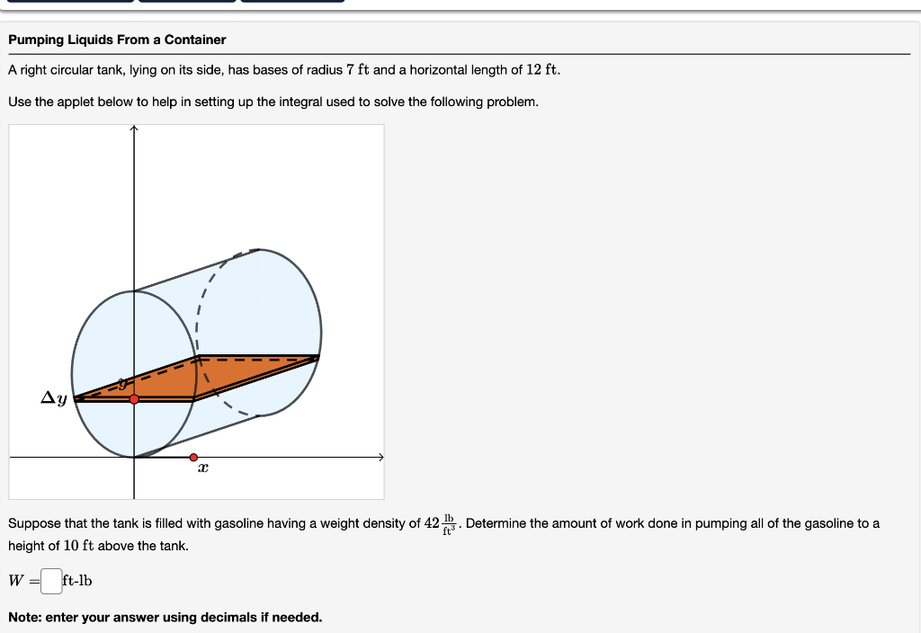 Solved A right circular tank, lying on its side, has bases | Chegg.com