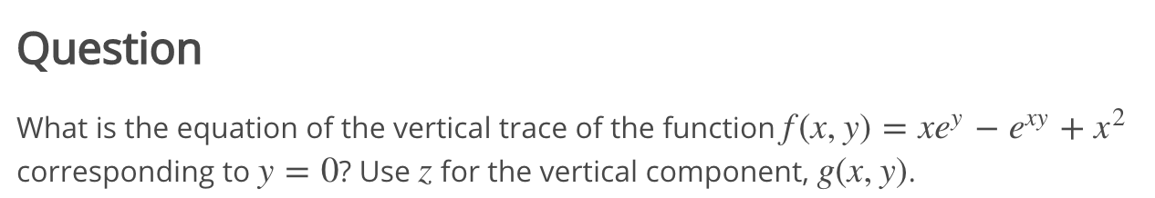 Solved What is the equation of the vertical trace of the | Chegg.com