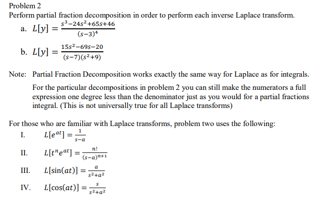 Solved Problem 2 Perform partial fraction decomposition in | Chegg.com