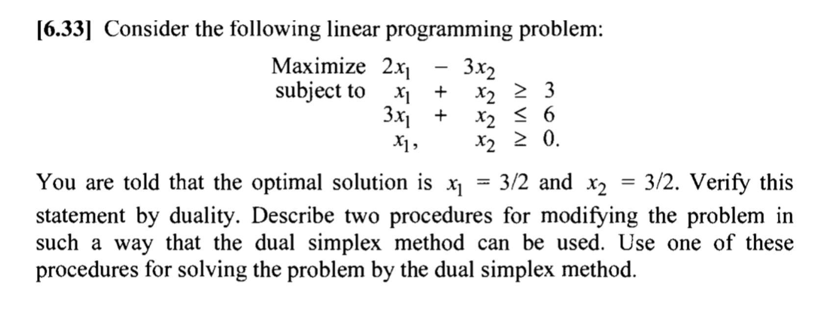 Solved [6.33] ﻿Consider the following linear programming | Chegg.com