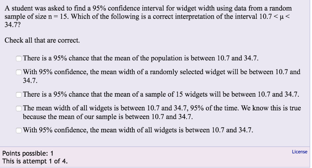 Solved A student was asked to find a 95% confidence interval | Chegg.com