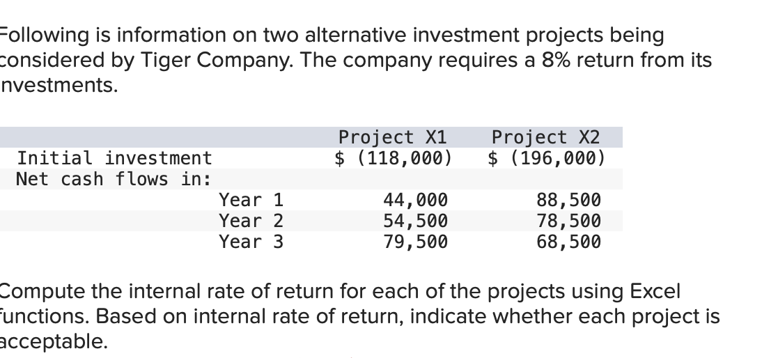 Solved Eollowing is information on two alternative | Chegg.com